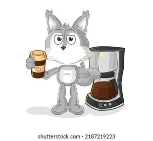 Wolf Drinking Coffee Illustration Character Vector Stock Vector ...