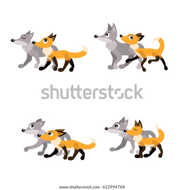 Wolf Fox Love Collection Enamored Animals Stock Vector (Royalty Free ...