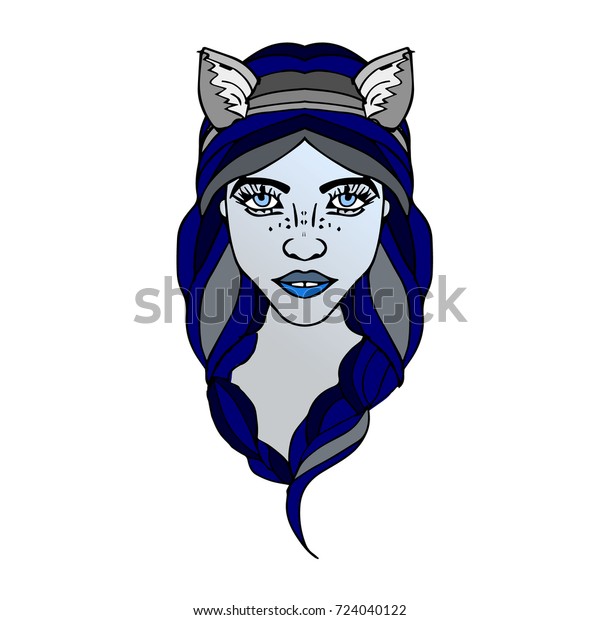 Wolf Girl Vector Illustrationtemplate Card Poster Stock Vector (Royalty ...