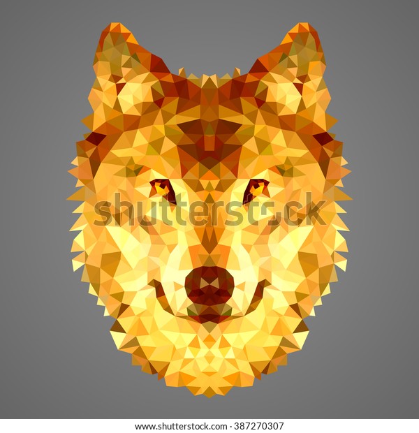 Wolf Gold Portrait Low Poly Design Stock Vector (Royalty Free) 387270307