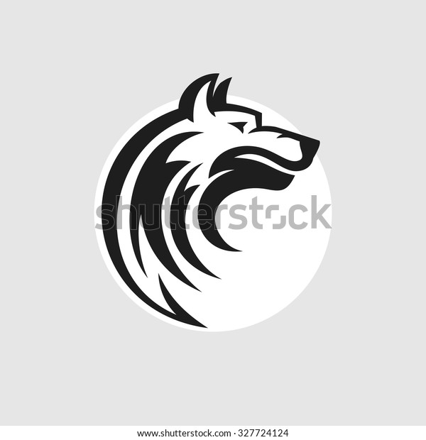 Wolf Head Logo Icon Black White Stock Vector (Royalty Free) 327724124