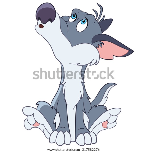 Wolf Howling Cartoon Character Isolated On Stock Vector (Royalty Free ...