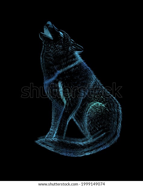 Wolf Howling Moon Logo Tshirt Printing Stock Vector (Royalty Free ...