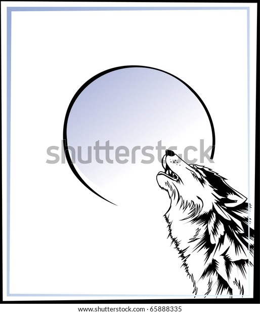 Wolf Howling Moon Vector Stock Vector (Royalty Free) 65888335