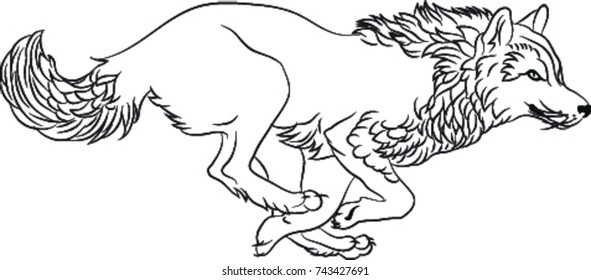 Wolf Line Art Stock Vector (Royalty Free) 743427691 | Shutterstock
