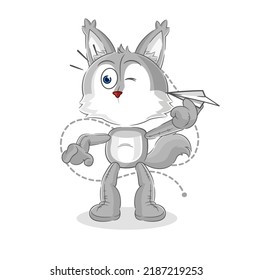 Wolf Paper Plane Character Cartoon Mascot Stock Vector (Royalty Free ...