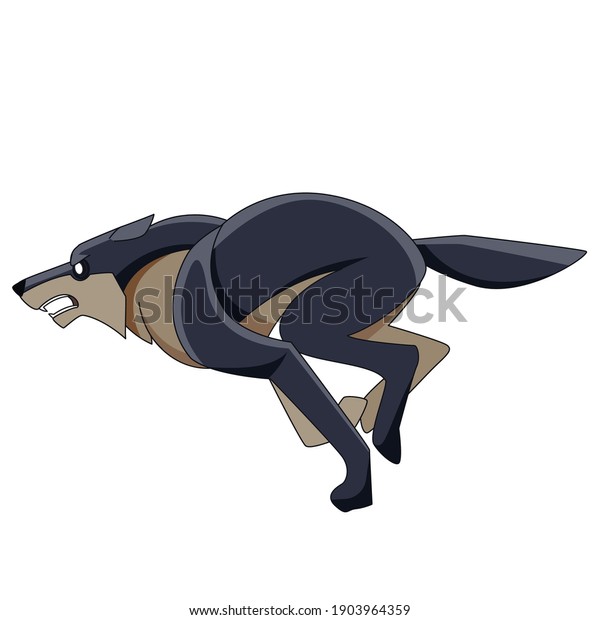 Wolf Running Very Fast Cartoon Character Stock Vector (Royalty Free ...