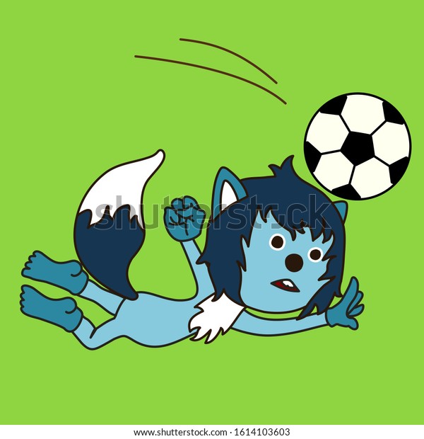 Wolf Soccer Player Blue Wool Fall Stock Vector (Royalty Free ...