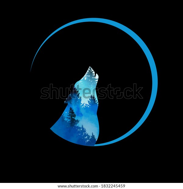 Wolf Symbol Howling On Moon Vector Stock Vector (Royalty Free ...