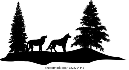 Wolf Tree Silhouette On White Bacground Stock Vector (Royalty Free ...