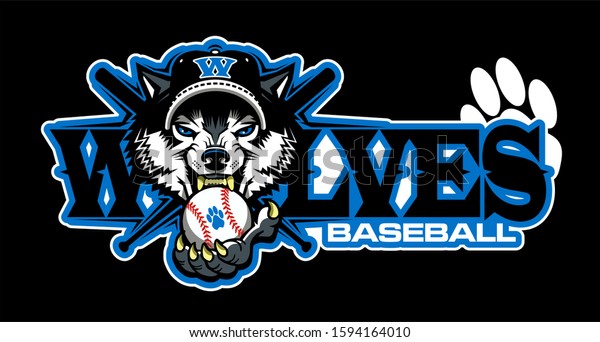Wolves Baseball Team Design Mascot Head Stock Vector (Royalty Free ...