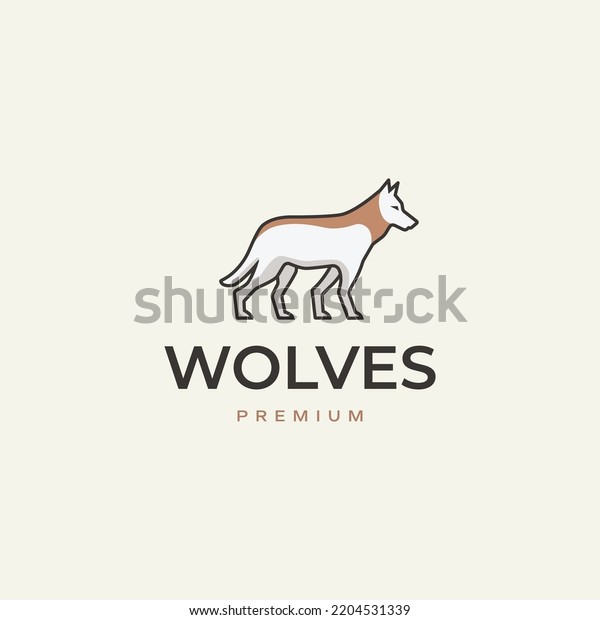 Wolves Modern Linear Colored Logo Icon Stock Vector (Royalty Free ...