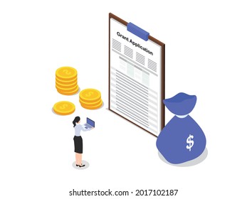 Woman Apply Grant Isometric 3d Vector Stock Vector (Royalty Free ...