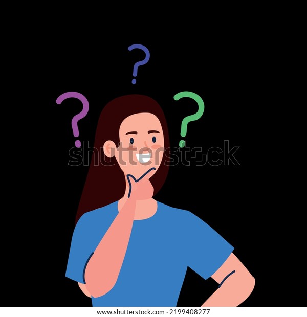 Woman Avatar Thinking Question Marks Design Stock Vector (Royalty Free ...