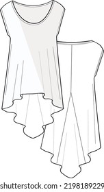 Woman Blouse Vector Technical Drawing Stock Vector (Royalty Free ...