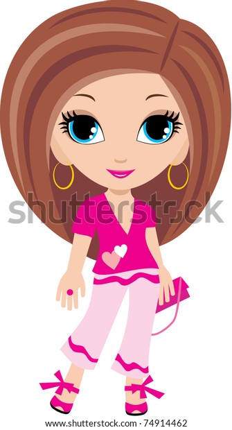 Woman Cartoon Vector No Gradient Colour เวกเตอร์สต็อก (ปลอดค่าลิขสิทธิ์ ...
