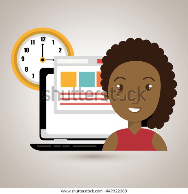 Woman Computer Isolated Icon Design Vector Stock Vector (Royalty Free ...
