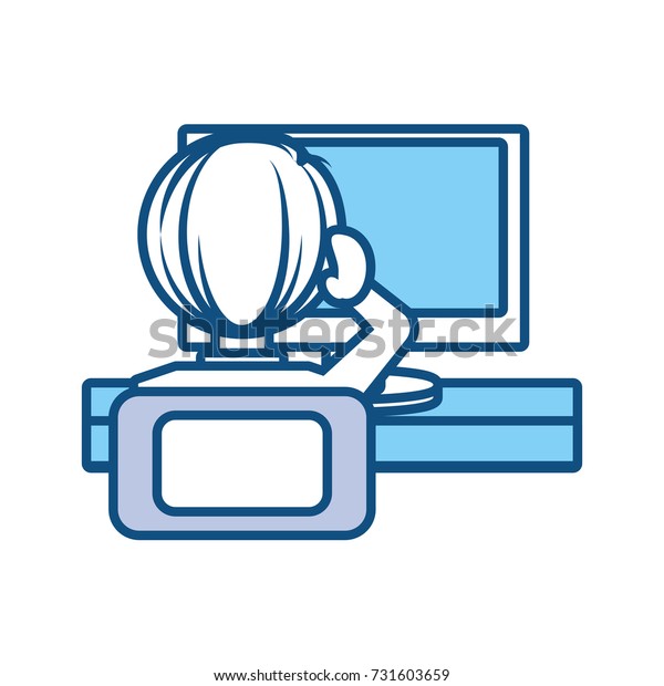 Woman Computer Vector Illustration Stock Vector (Royalty Free ...