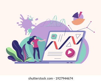 Woman Creates Visual Environment Website Design Stock Vector (Royalty ...