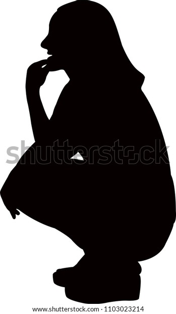 Woman Crouching Silhouette Vector Stock Vector (Royalty Free ...
