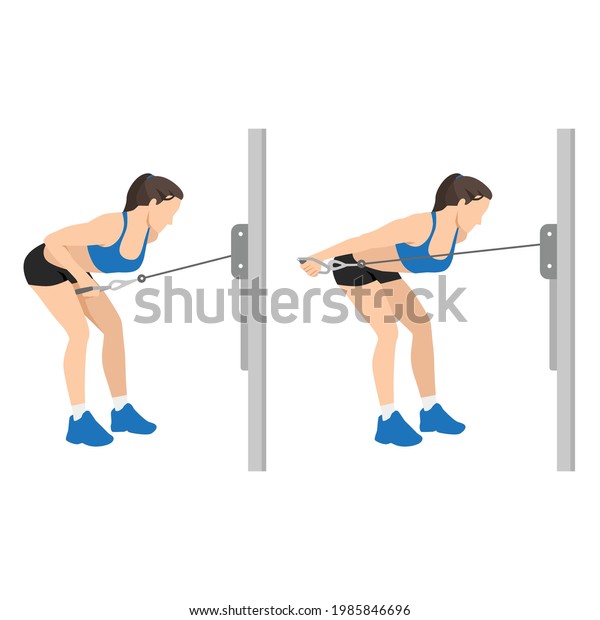Woman Doing Cable Triceps Kickbacks Exercise Stock Vector (Royalty Free ...