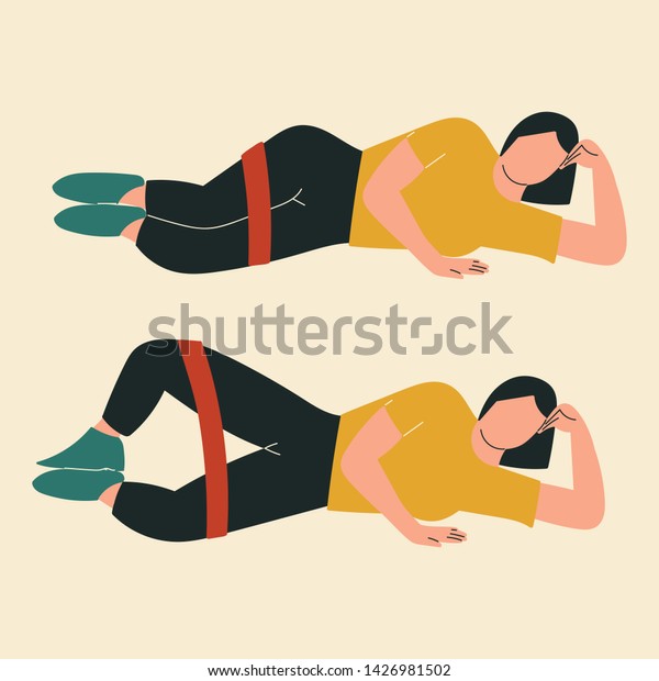 Woman Doing Clamshells Illustrations Glute Exercises Stock Vector ...