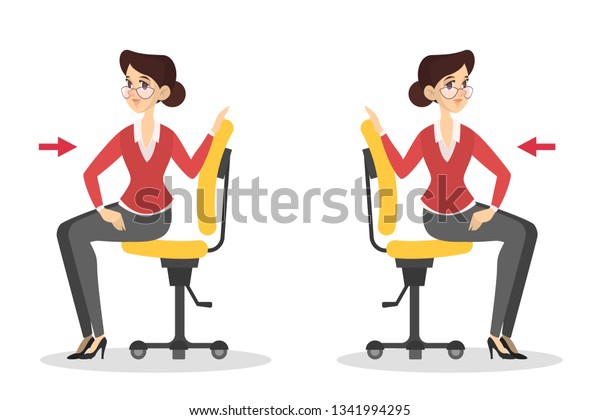 Woman Doing Exercise Back Stretch Office Stock Vector (Royalty Free ...