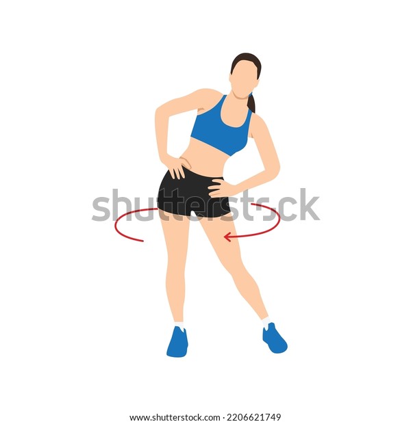 Woman Doing Hip Circles Exercise Flat Stock Vector (Royalty Free ...