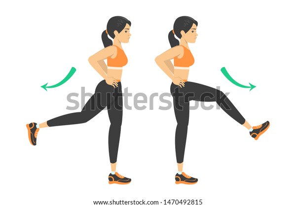 Woman Doing Leg Swing Exercise Warmup Stock Vector (Royalty Free ...