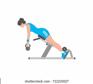 Woman Doing Back Extensions Hyperextensions Flat Stock Vector (Royalty ...