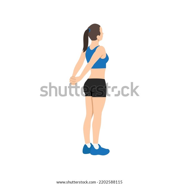 Woman Doing Reverse Shoulder Stretch Exercise Stock Vector (Royalty ...