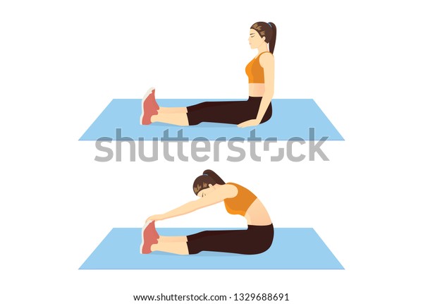 Woman Doing Seated Toe Touch Stretch: เวกเตอร์สต็อก (ปลอดค่าลิขสิทธิ์ ...