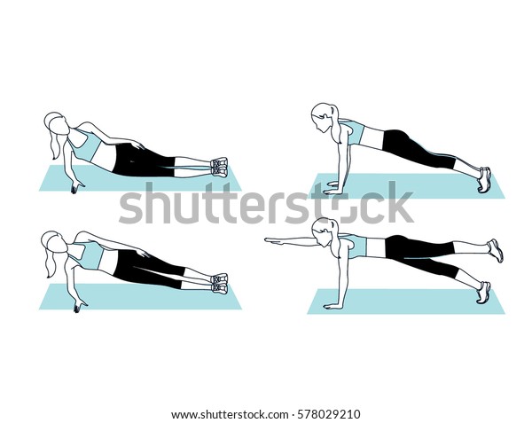 Woman Doing Side Plank Plank Exercises Stock Vector (Royalty Free ...