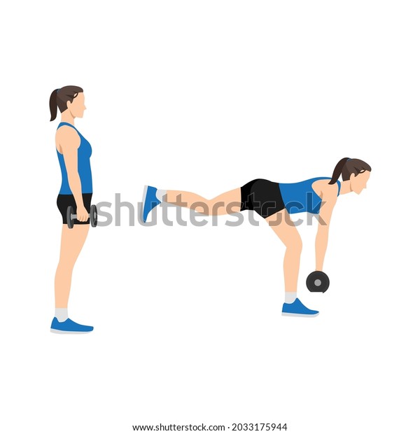 Woman Doing Single Leg Db Deadlifts Stock Vector (Royalty Free ...