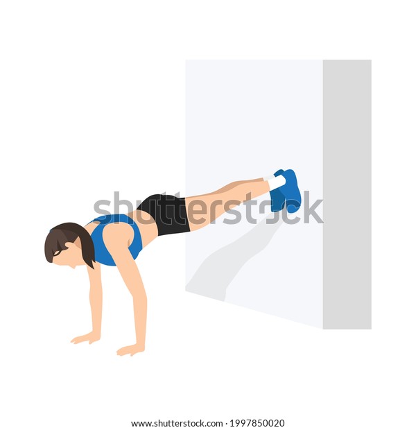 Woman Doing Wall Push Ups Exercise Stock Vector (Royalty Free ...