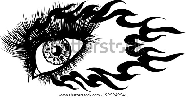 Woman Eye Fire Flames Vector Illustration Stock Vector (Royalty Free ...