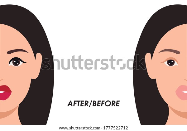 Woman Face Before After Makeup Vector Stock Vector (Royalty Free ...