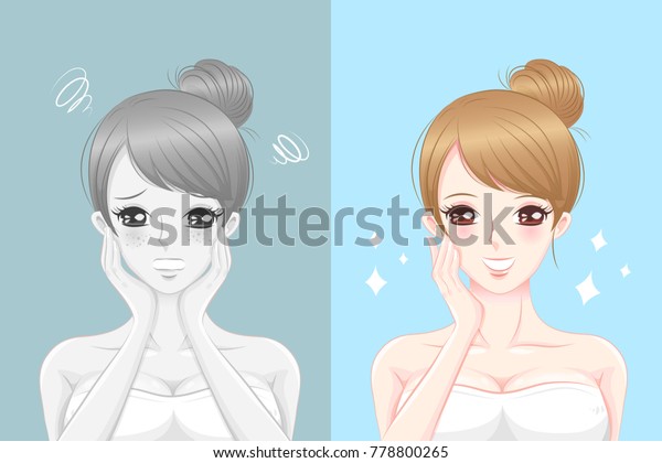 Woman Face Problem On Blue Background Stock Vector (Royalty Free ...