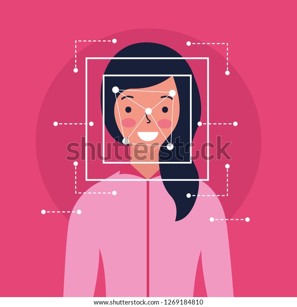 Woman Face Scan Process Stock Vector (Royalty Free) 1269184810 ...
