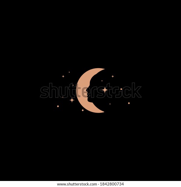 Woman Face Shape Moon Vector Vector Stock Vector (Royalty Free ...