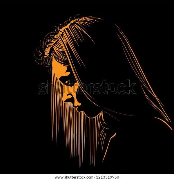 Woman Face Silhouette Backlight Vector Illustration Stock Vector ...