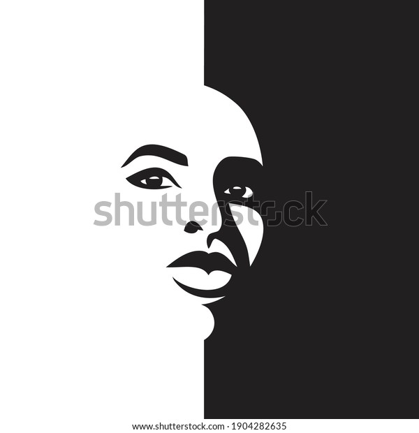 Woman Face Two Colors Vector Illustration Stock Vector (Royalty Free ...