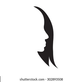 Vektor Stok Wajah wanita cantik dan rambut Mode (Tanpa Royalti ...