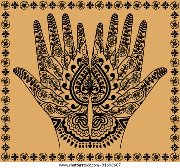 Woman Hands Indian Decorative Pattern On Stock Vector (Royalty Free ...