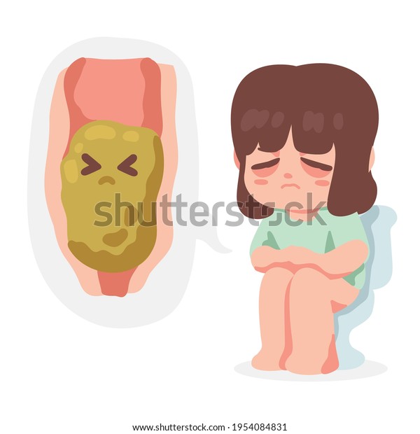 A woman has constipation symptom, Vector illustration