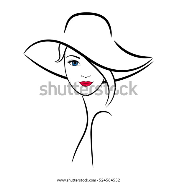 Woman Hat Contour Drawing Stock Vector (Royalty Free) 524584552 ...