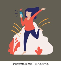 Woman Having Fun Flat Vector Illustration Stock Vector (Royalty Free ...