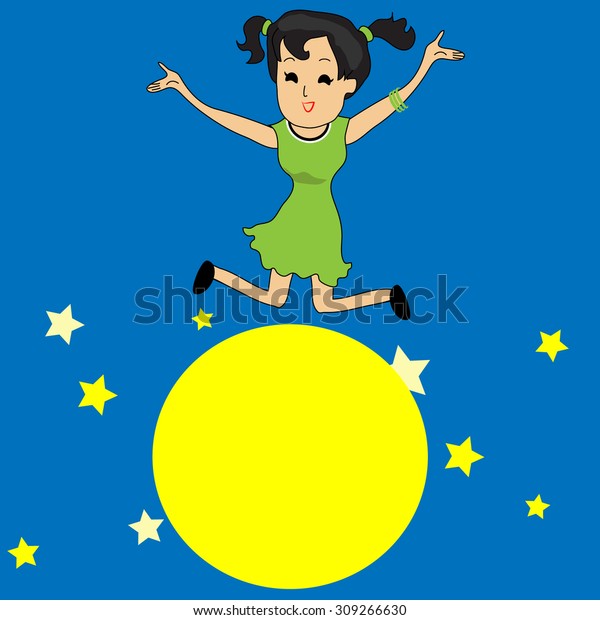 Woman Jumping Over Moon: stockvector (rechtenvrij) 309266630 | Shutterstock