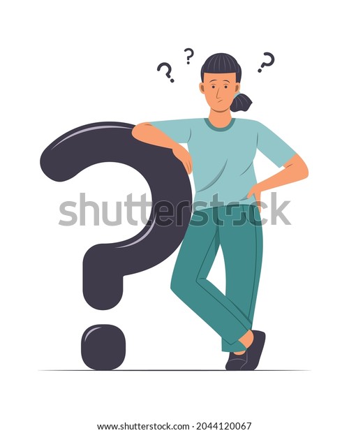 Woman Lean Against Big Question Mark Stock Vector (Royalty Free ...