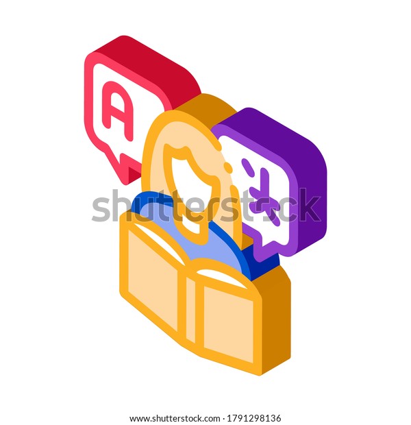 Woman Learning Language Icon Vector Isometric Stock Vector (Royalty ...